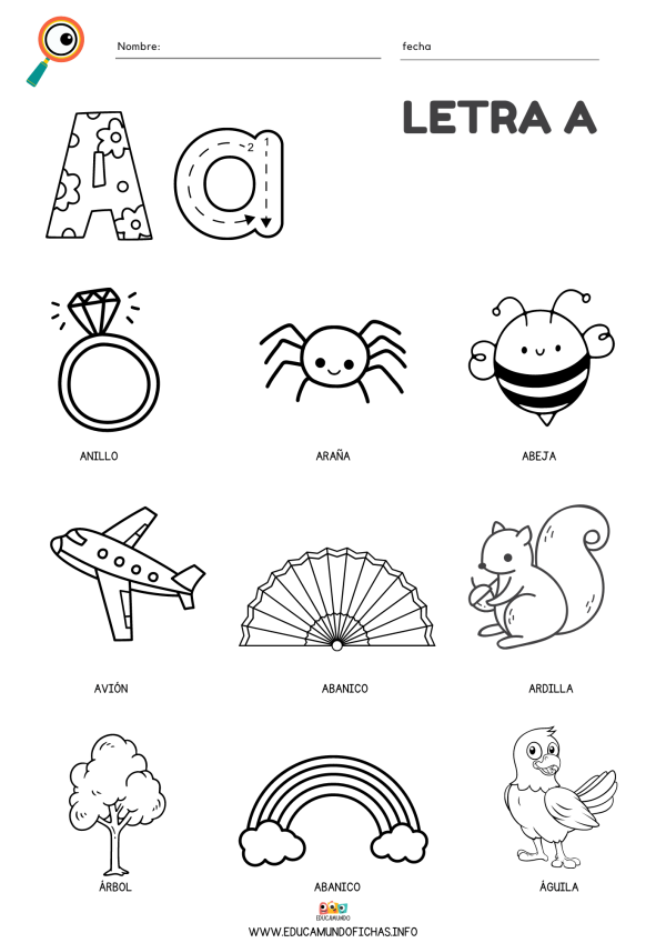 Dibujos con la letra a para colorear | EducaMundo