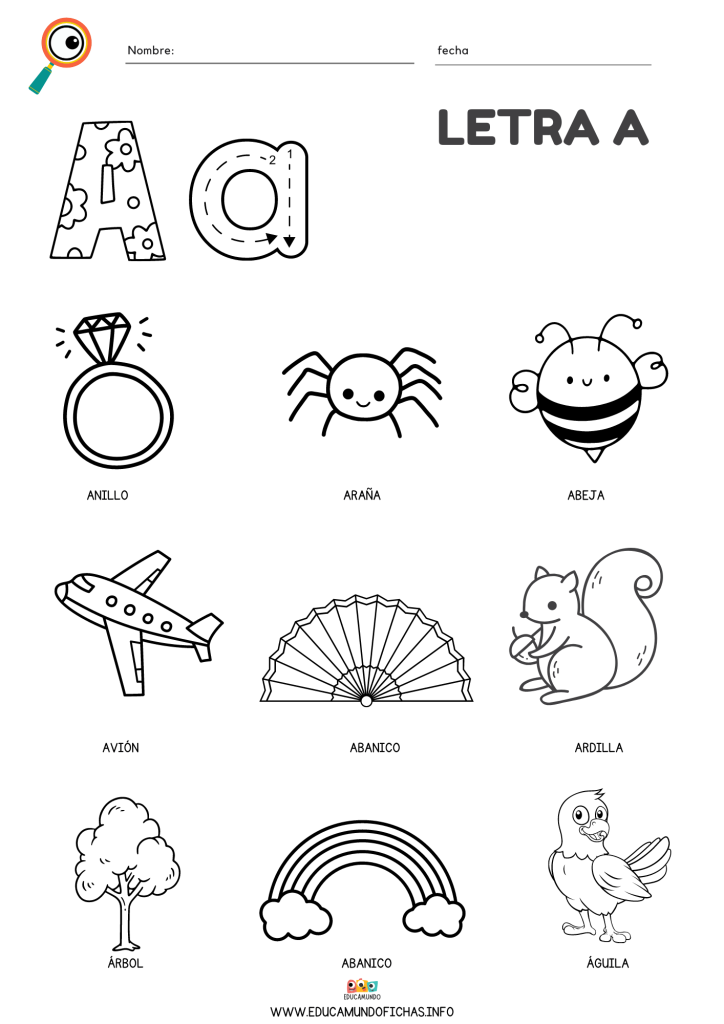 Dibujos con la letra a para colorear | EducaMundo
