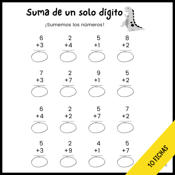 Sumas de un dígito 10 fichas