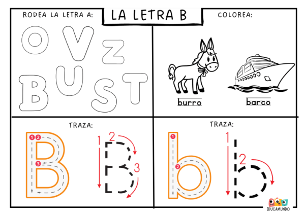 Trazo de la letra B FICHAS GRATUITAS
