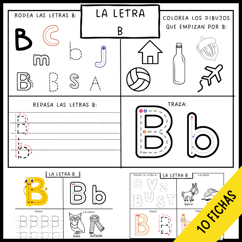 Trazo de la letra B FICHAS GRATUITAS