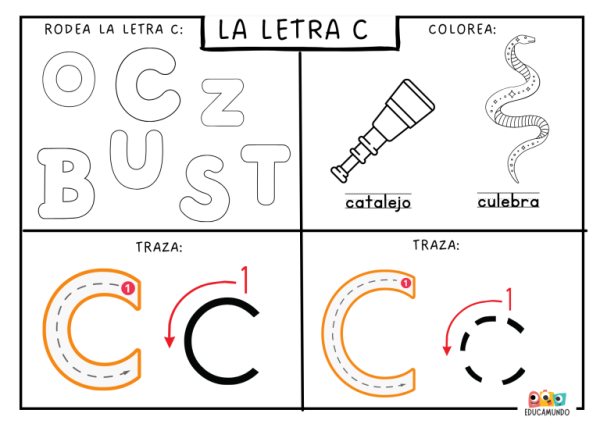 Trazo de la letra C FICHAS GRATUITAS