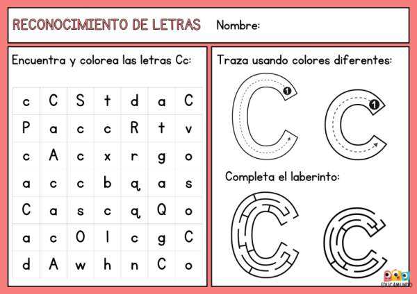 Trazo de la letra C FICHAS GRATUITAS