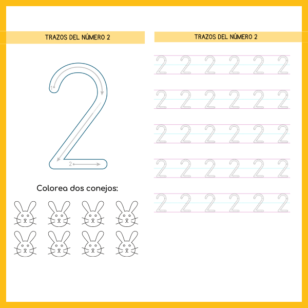 Trazos del número 2 Fichas gratuitas | EducaMundo