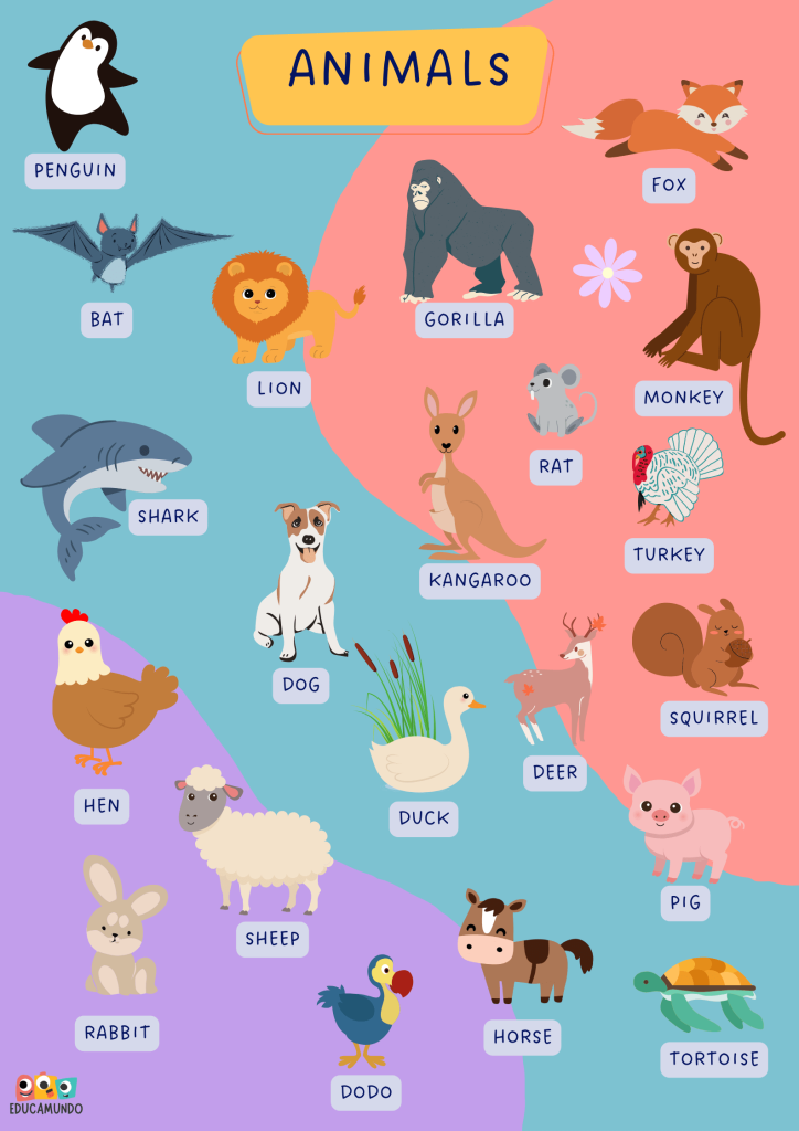 Carteles de Animales en Inglés