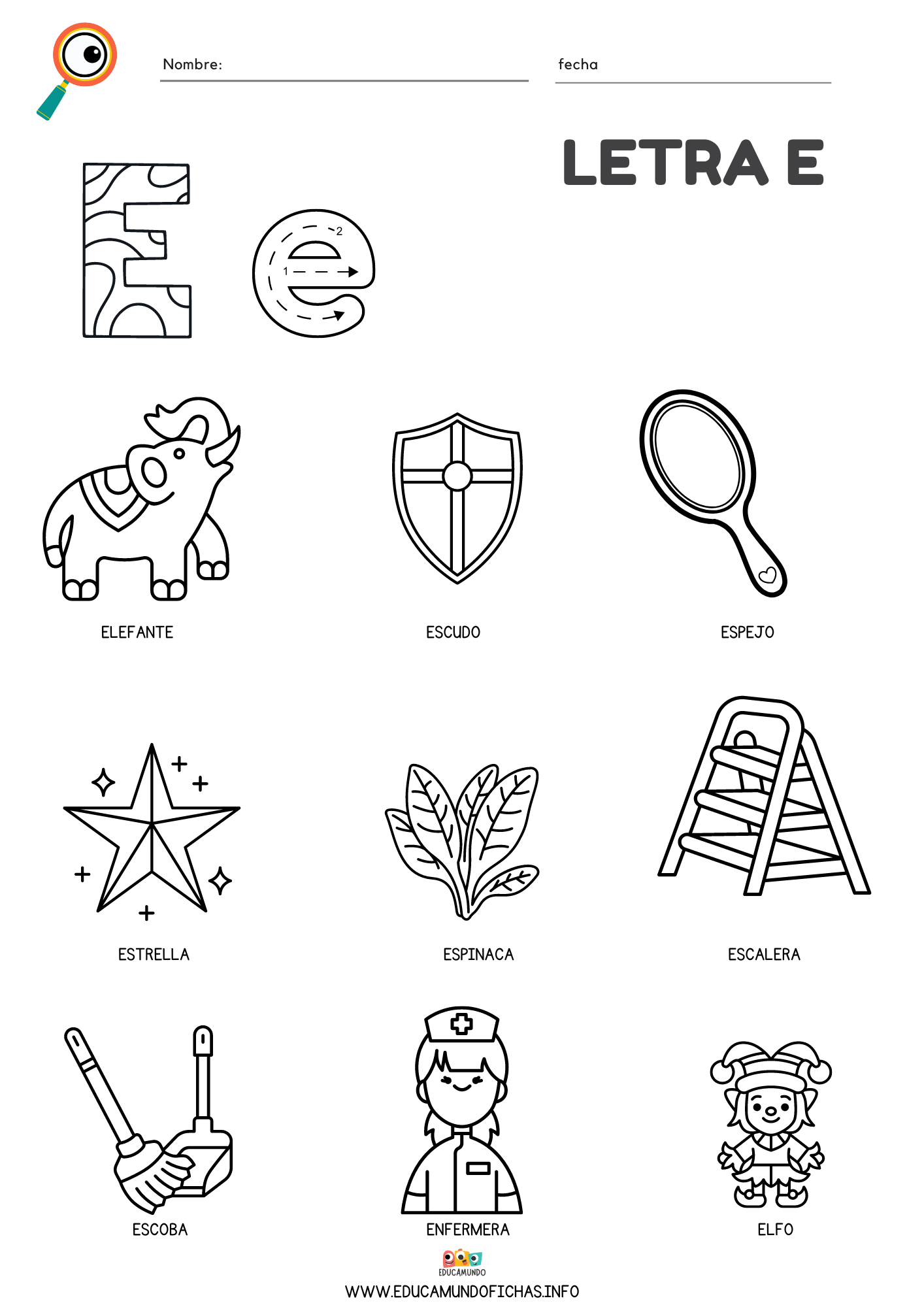 Dibujos con la letra E