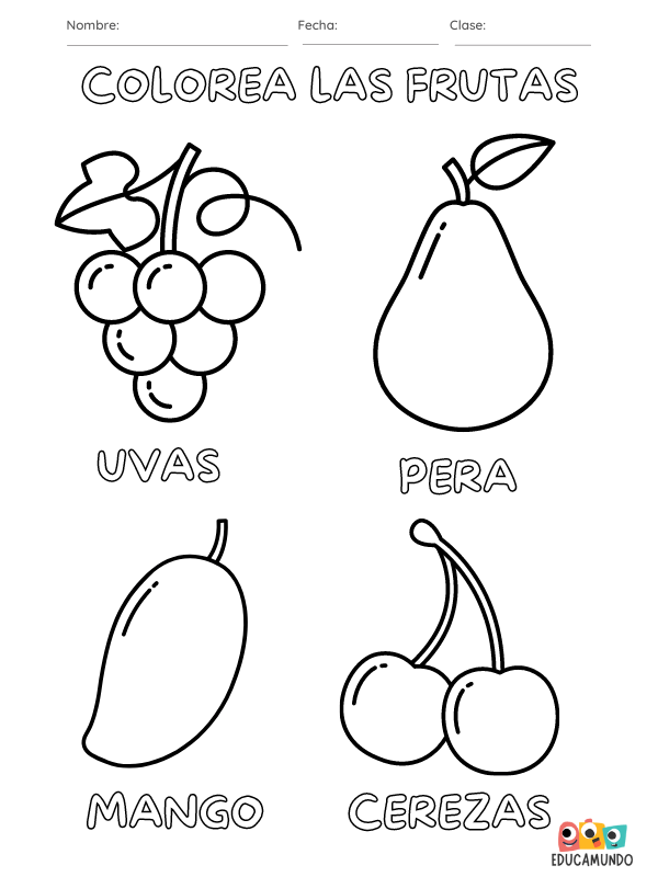 Preescolar frutas y verduras para colorear | EducaMundo