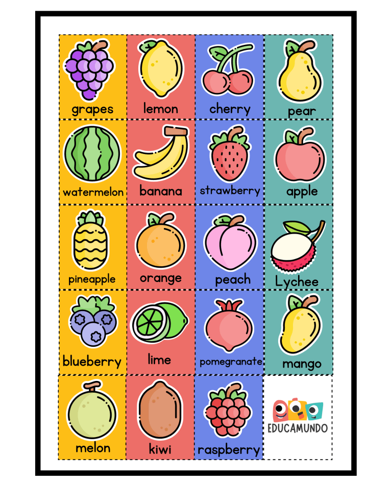 Frutas en ingles para niños