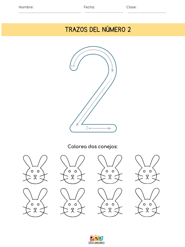 Trazos del número 2 Fichas gratuitas | EducaMundo