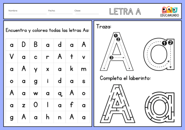 Trazo de la letra A Fichas Gratis | EducaMundo