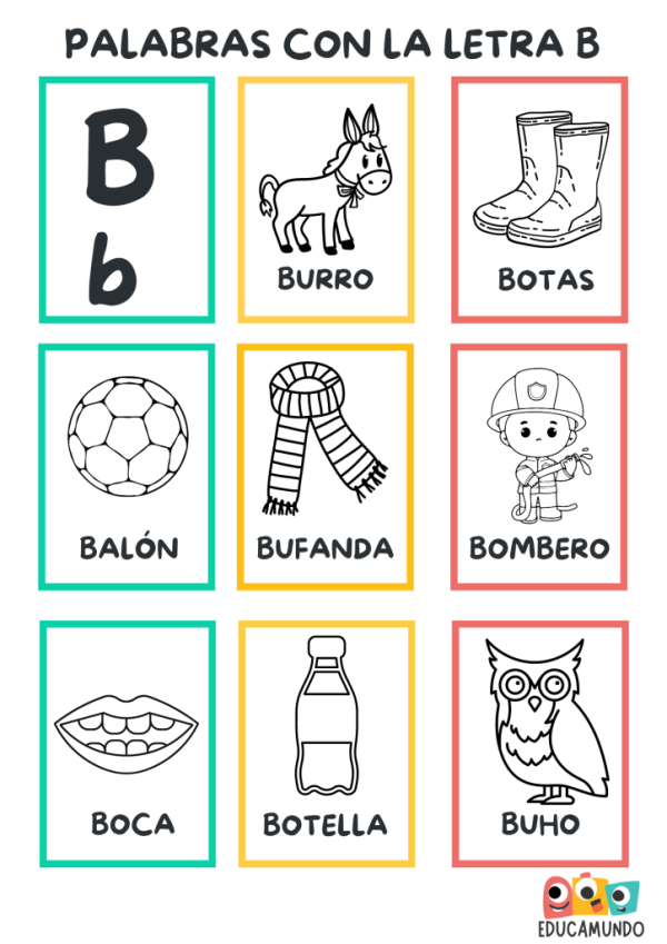 Palabras con B – Fichas preescolar