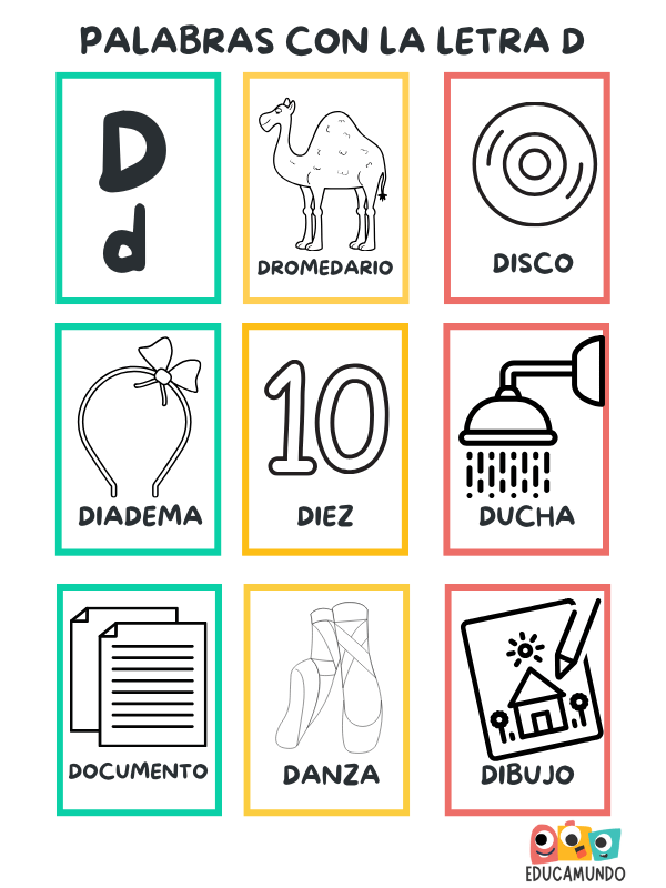 Palabras con D – Fichas para preescolar