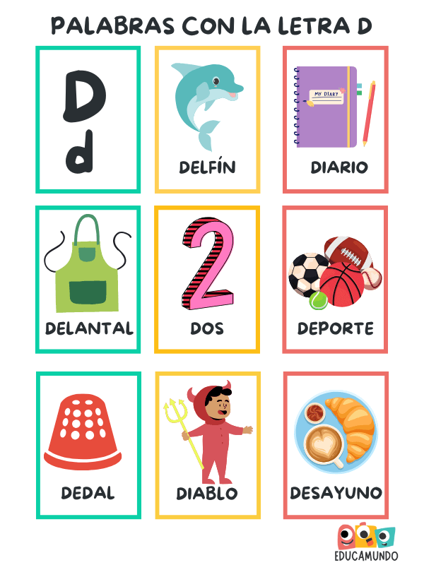Palabras con D – Fichas para preescolar