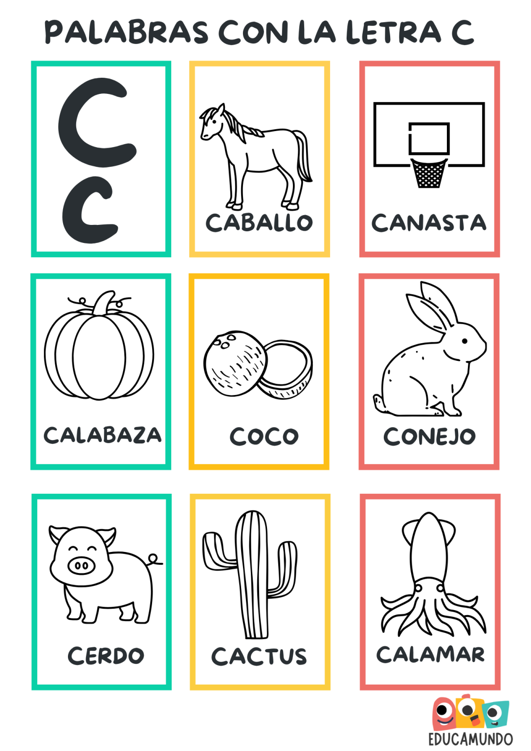Palabras con C – Fichas para preescolar