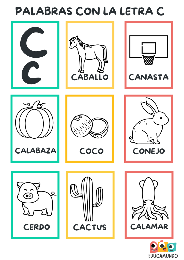 Palabras con C – Fichas para preescolar