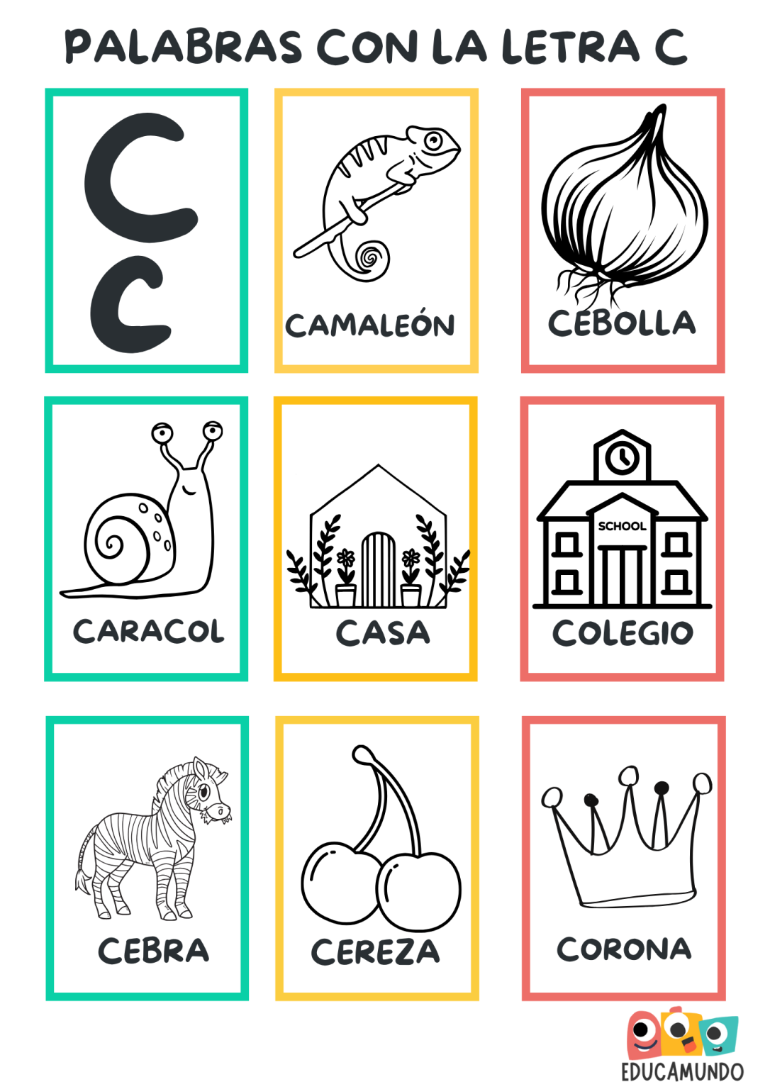 Palabras con C – Fichas para preescolar