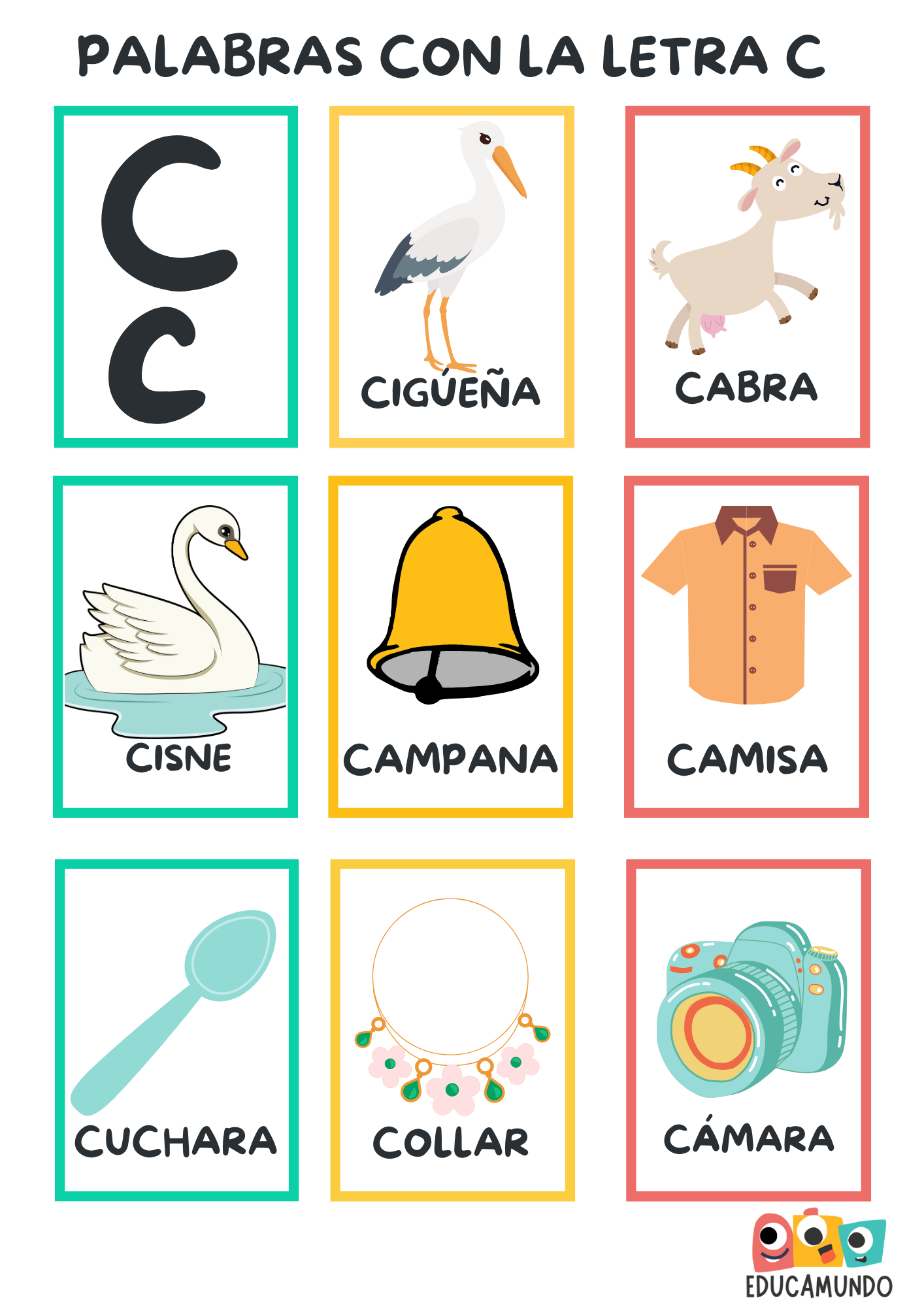 Palabras con C – Fichas para preescolar