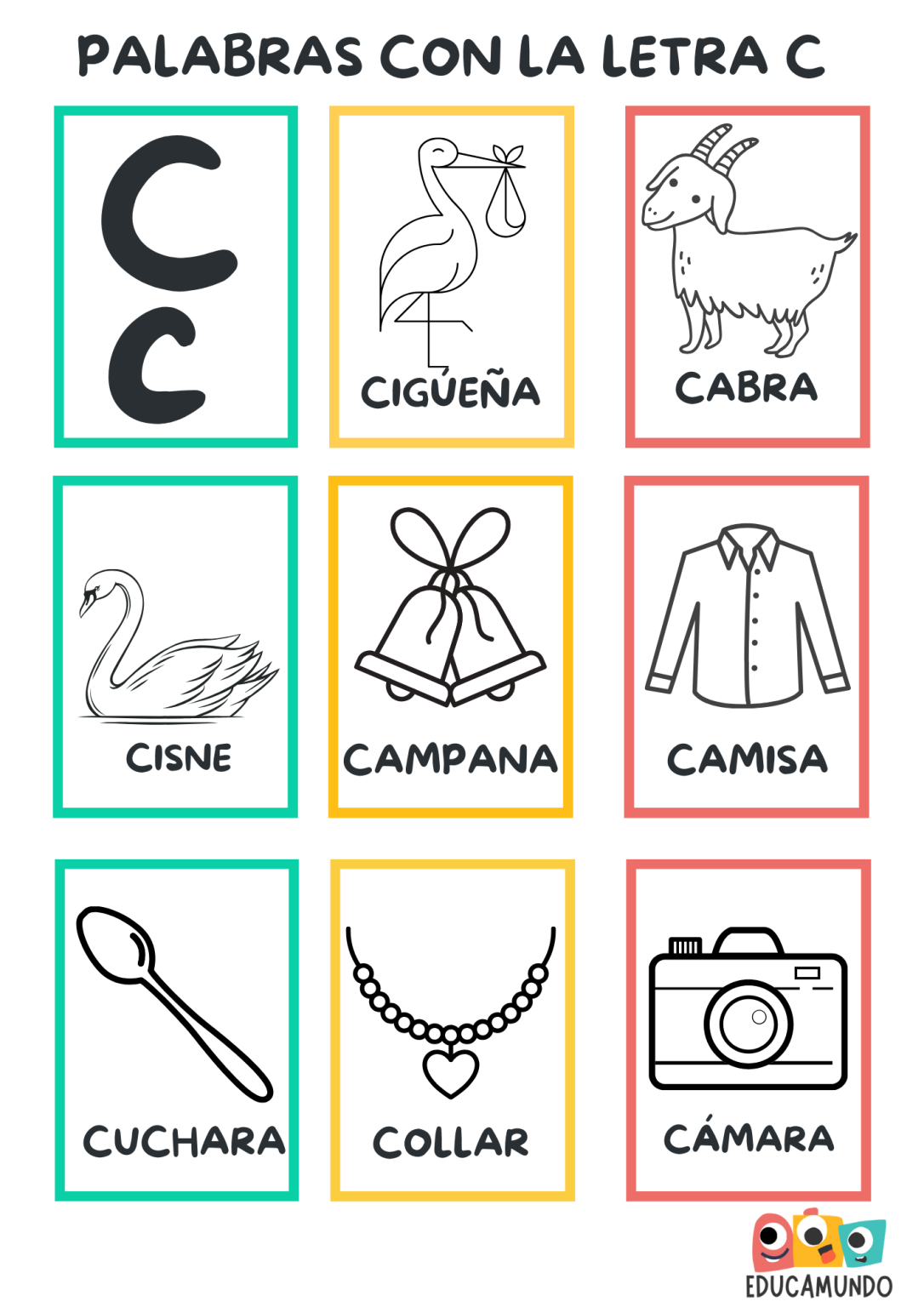 Palabras con C – Fichas para preescolar