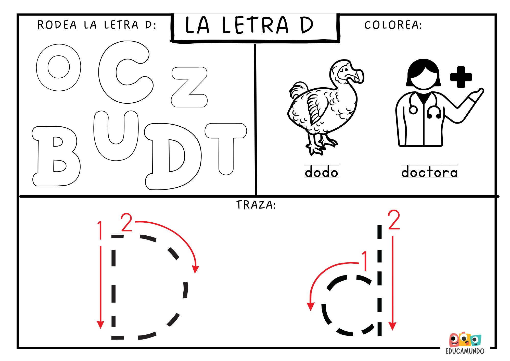 Trazo de la letra D FICHAS GRATUITAS