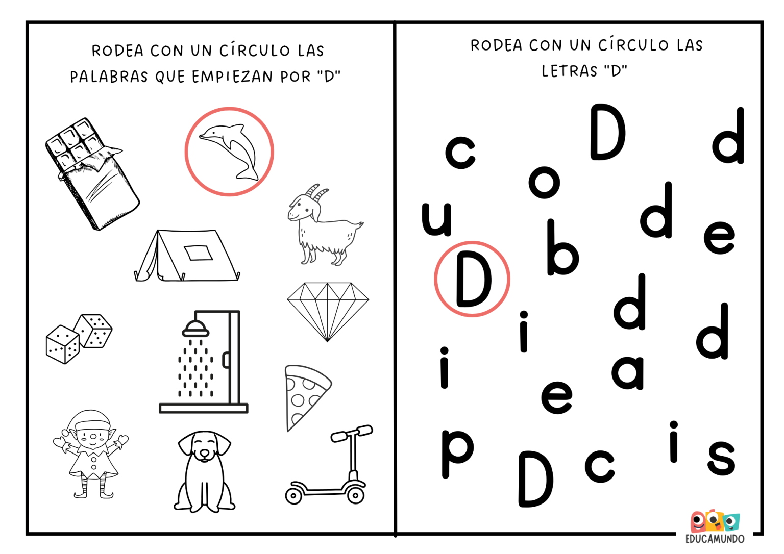 Trazo de la letra D FICHAS GRATUITAS