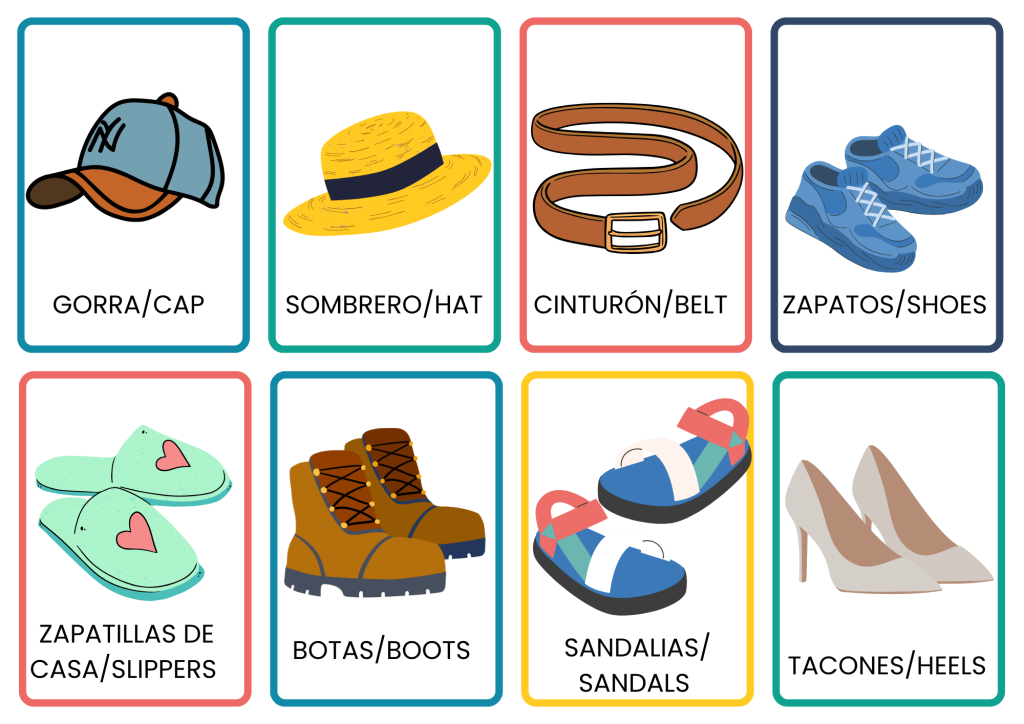 Ropa en Inglés Fichas vocabulario