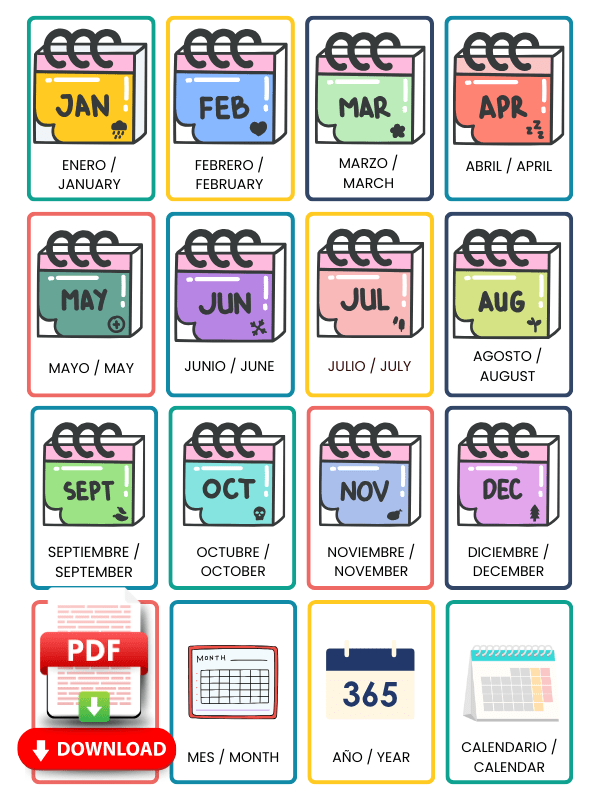 Meses del año en Inglés Fichas educativas | EducaMundo