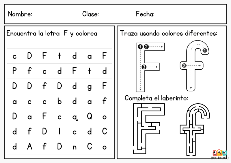 Trazo Letra F: Actividades preescolar