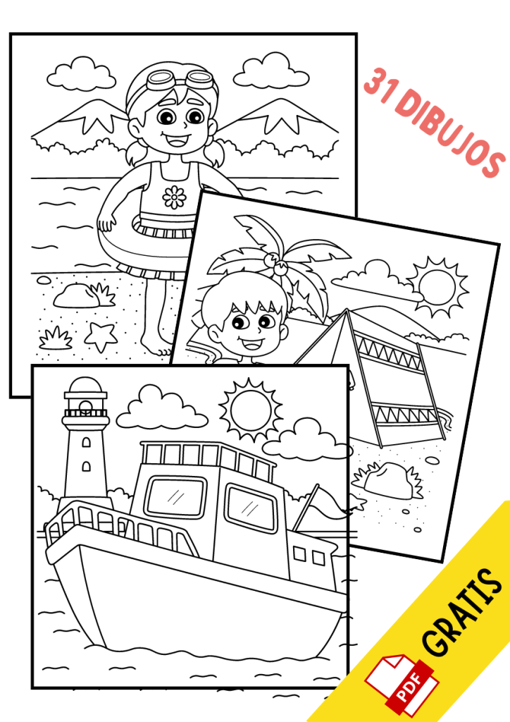 Pintamos Dibujos de Verano - Fichas PDF gratis