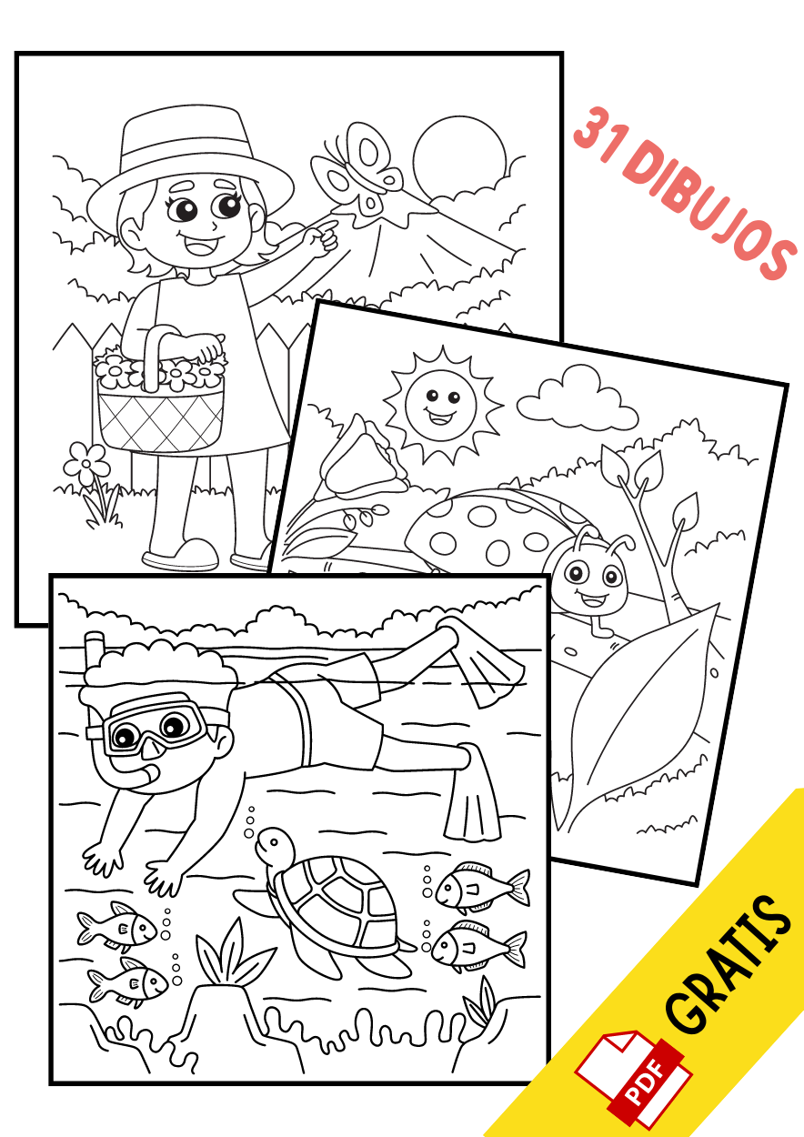 Pintamos Dibujos de Verano - Fichas PDF gratis