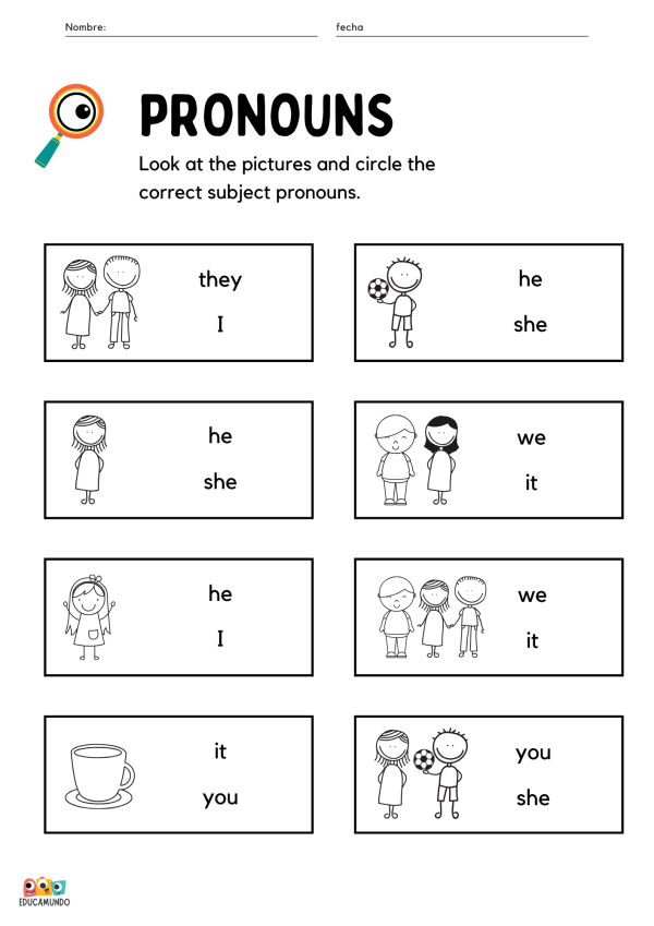 Pronombres personales en inglés ejercicios