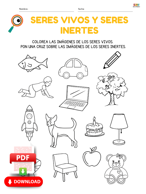 Seres Vivos y Seres Inertes: Fichas Gratis | EducaMundo