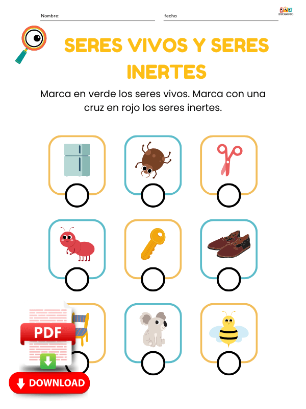 Seres Vivos y Seres Inertes: Fichas Gratis | EducaMundo