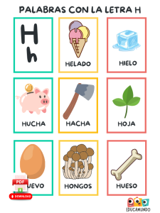 Letra H De Preescolar Alfabeto H Palabras Afiche Educativo Guión