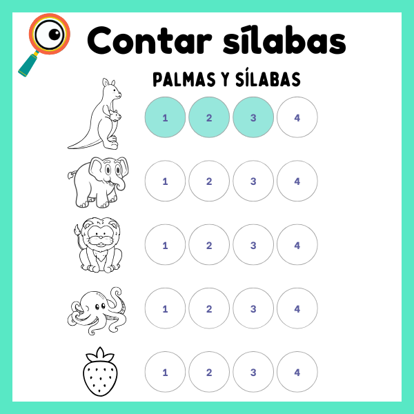 Hoja De Trabajo Para Contar Sílabas