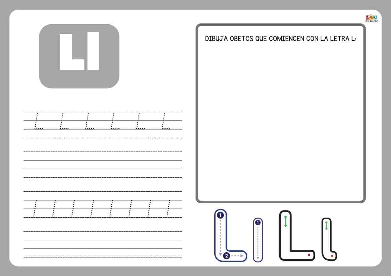 Trazo Letra L: Actividades preescolar