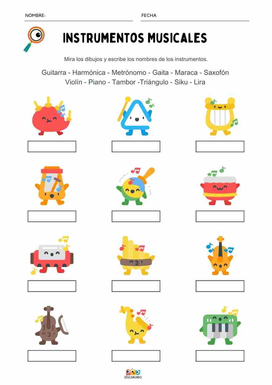 Instrumentos Musicales: Fichas y Actividades - Veganolas