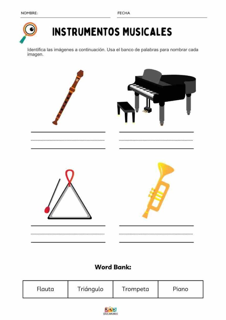 Instrumentos Musicales: Fichas y Actividades - Veganolas