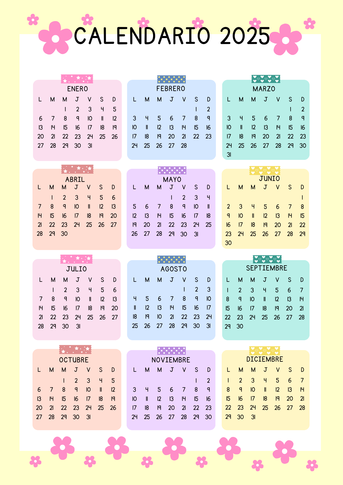 Calendario 2025 en español - EducaMundo