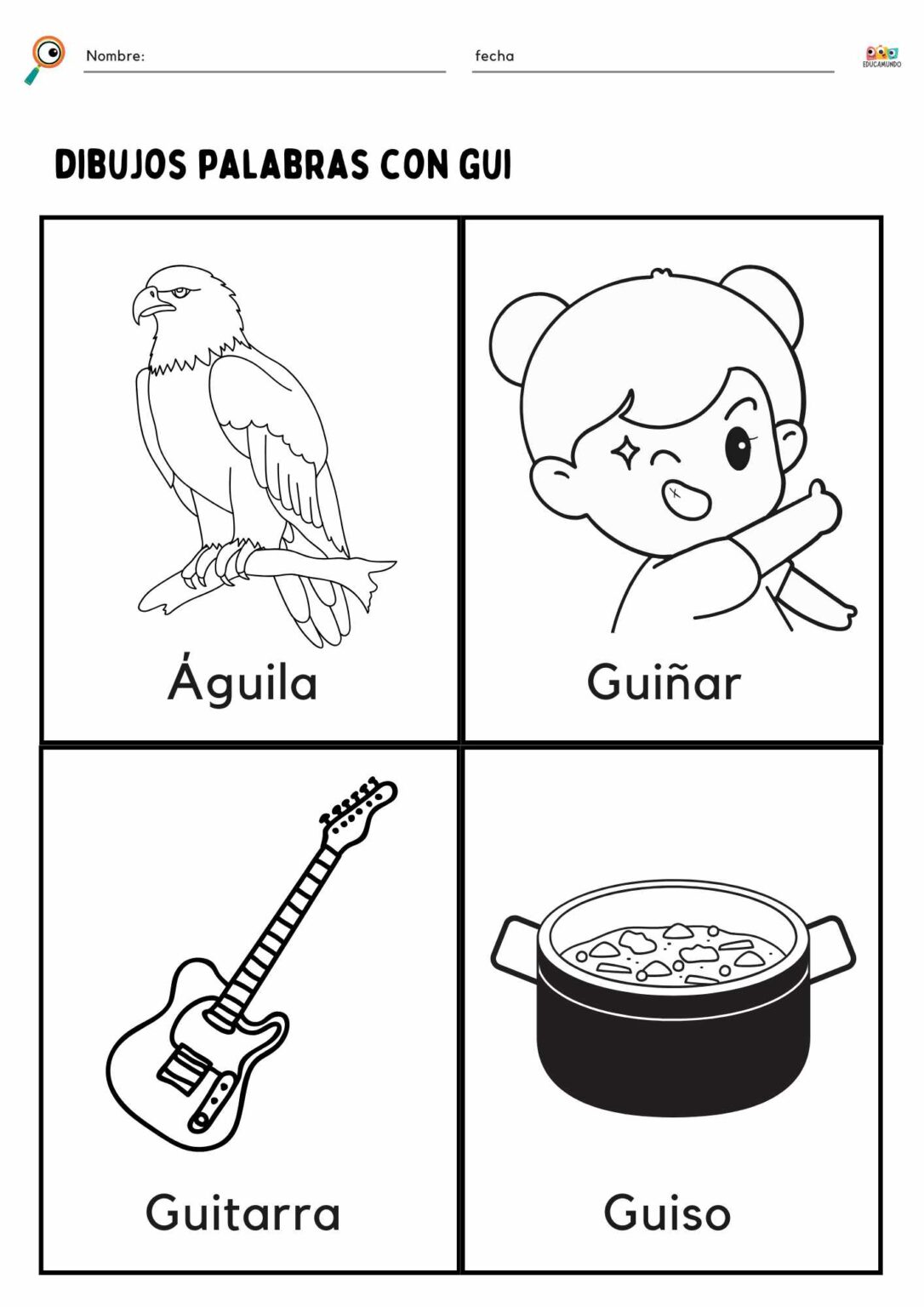 Dibujos palabras con gue y gui | EducaMundo