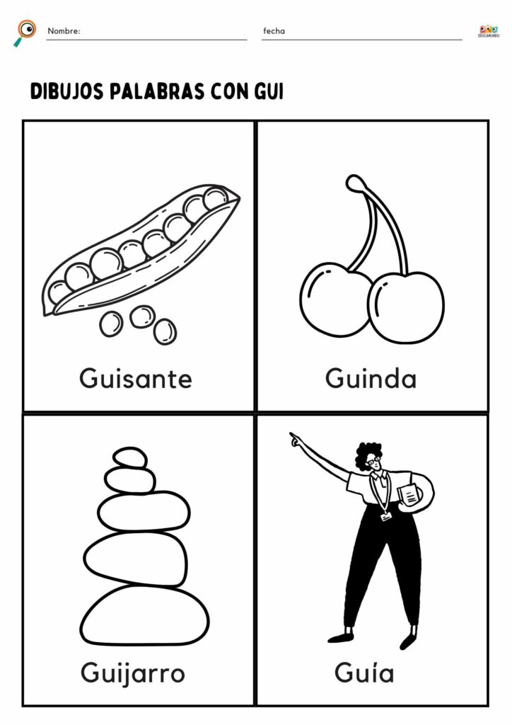 Dibujos palabras con gue y gui - EducaMundo