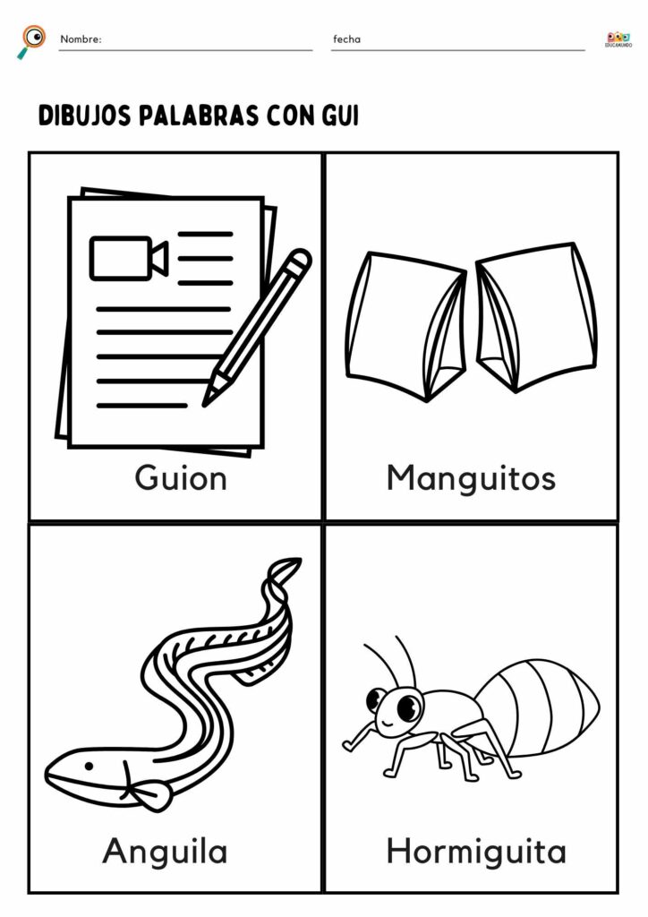 Dibujos palabras con gue y gui | EducaMundo