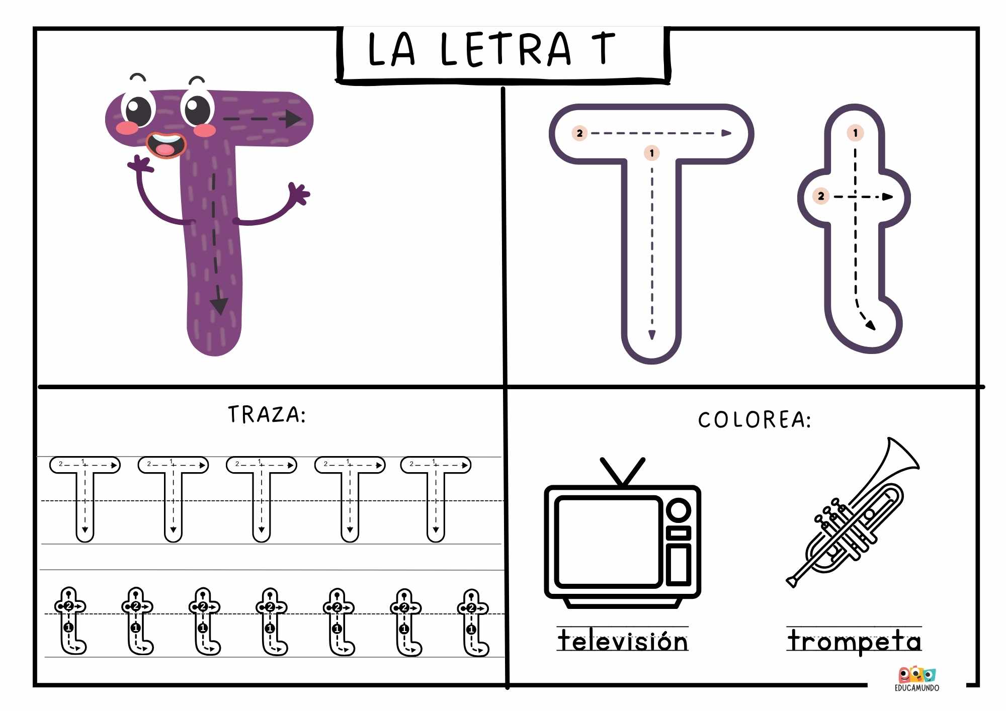 Trazo de la letra T - EducaMundo