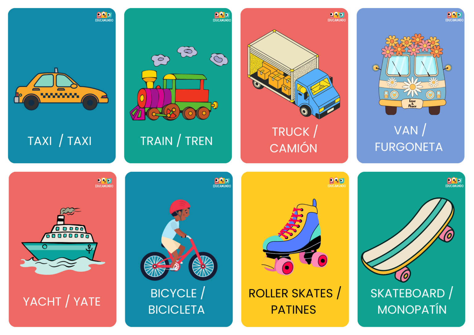 Transporte en inglés - fichas gratis | EducaMundo