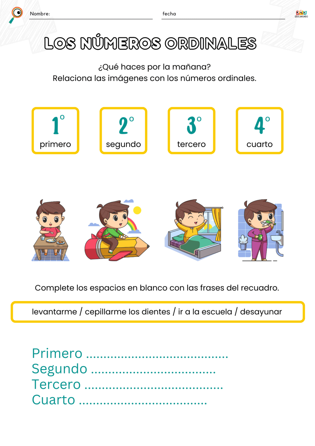 Ejercicios de Números ordinales para niños | EducaMundo