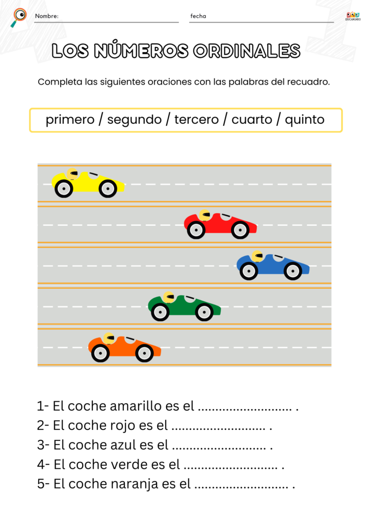 Ejercicios de Números ordinales para niños | EducaMundo