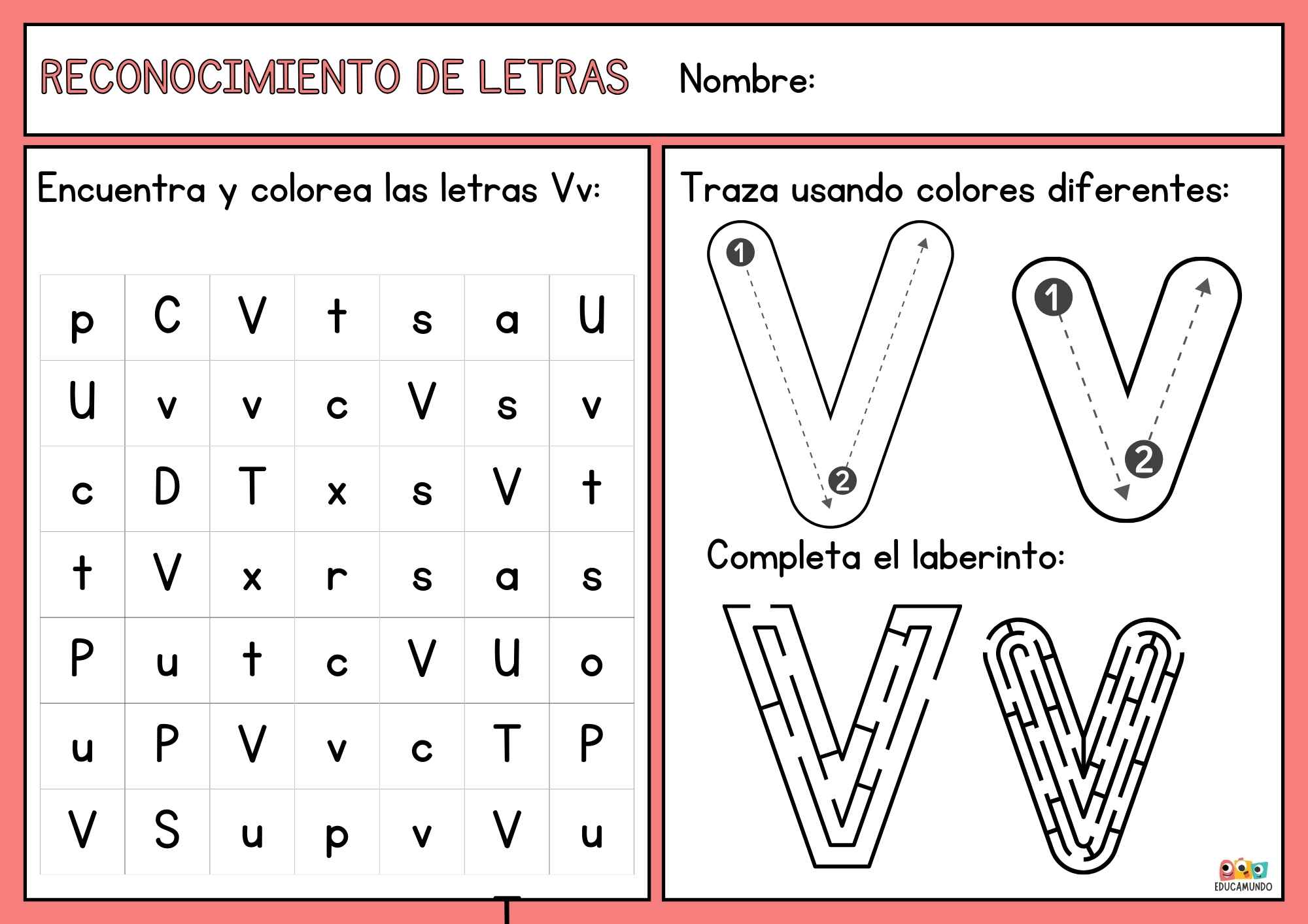 Trazo de la letra V - EducaMundo
