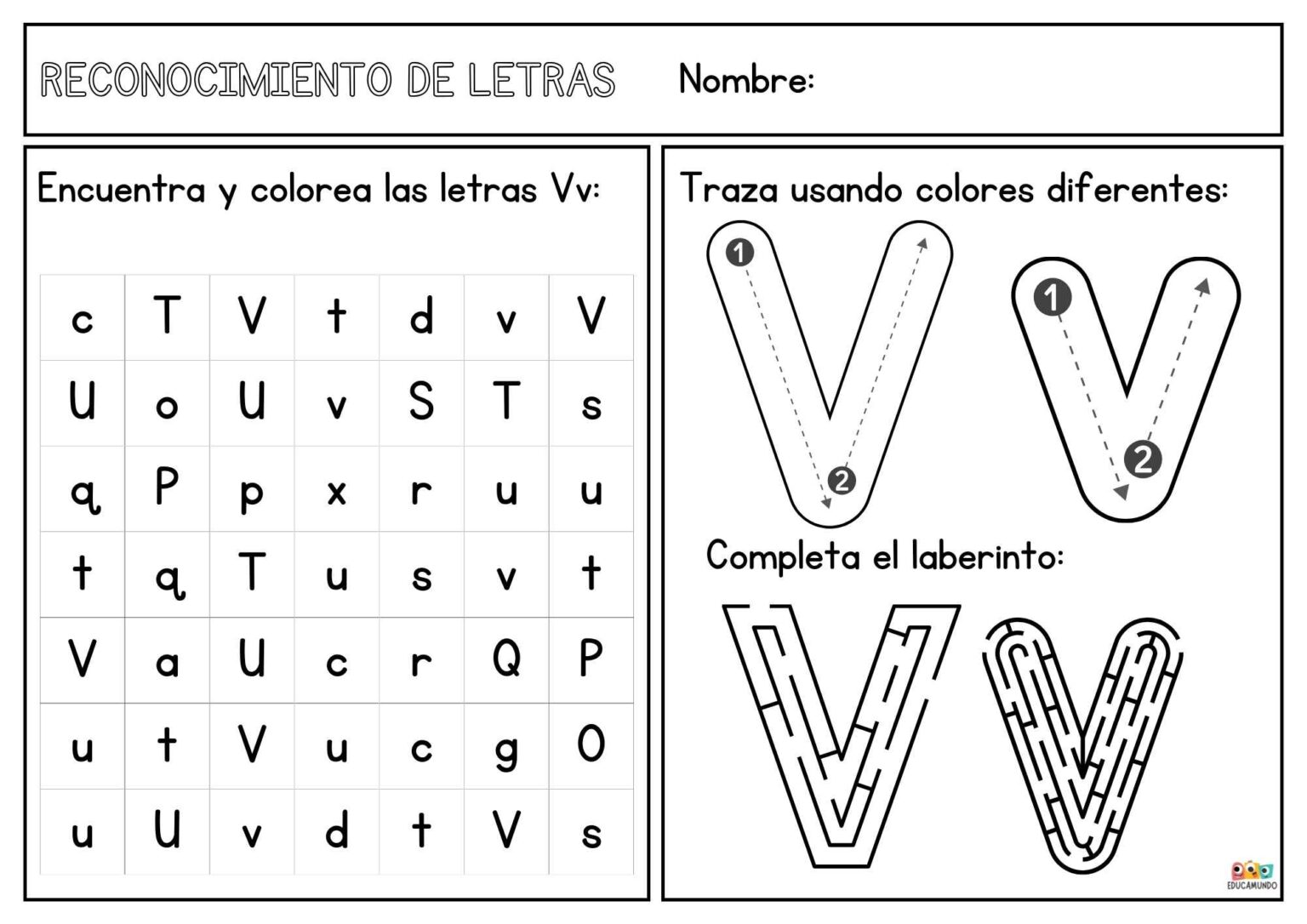 Trazo de la letra V - EducaMundo