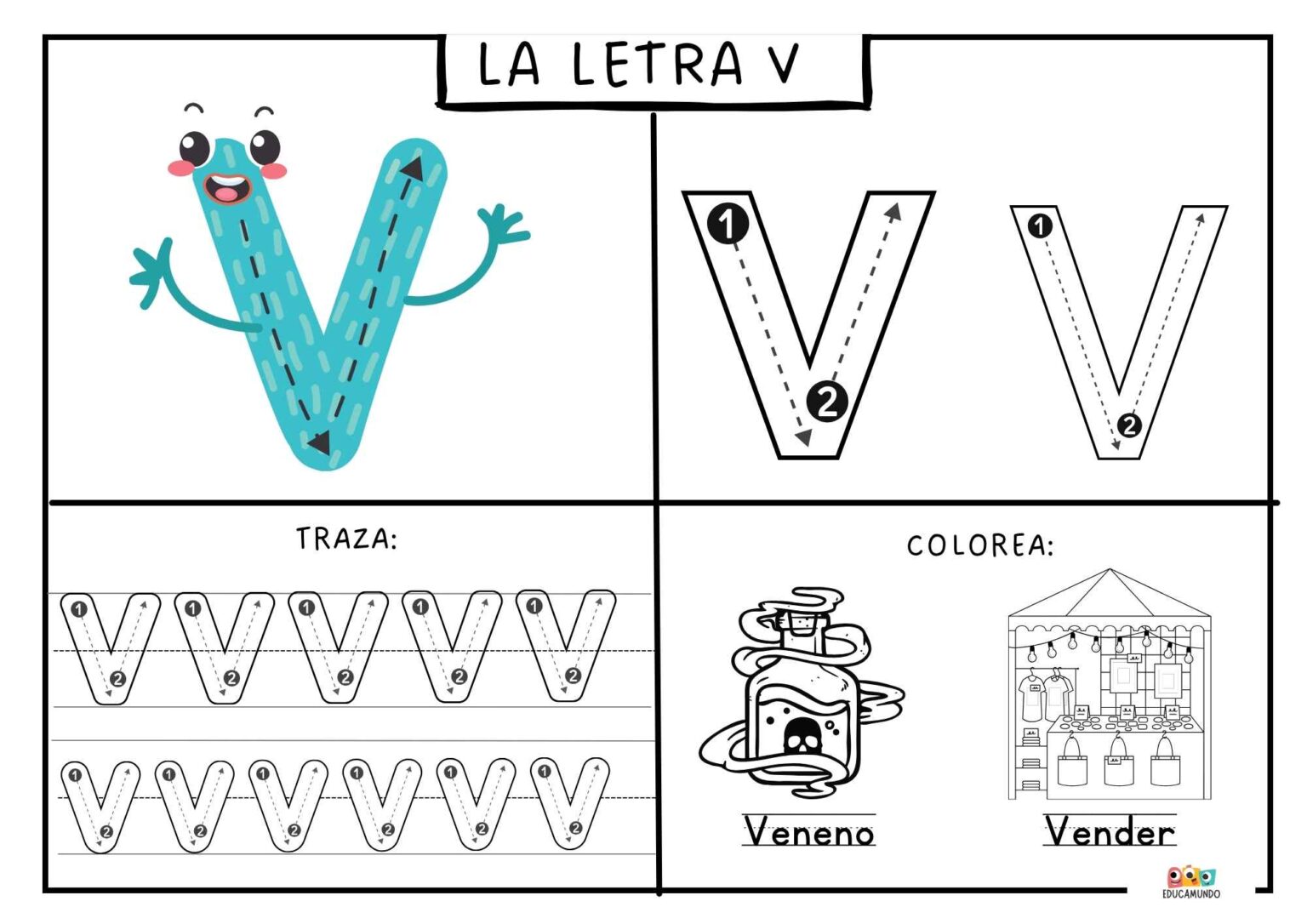 Trazo de la letra V | EducaMundo