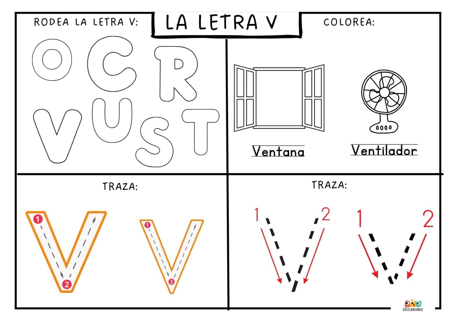 Trazo de la letra V - EducaMundo