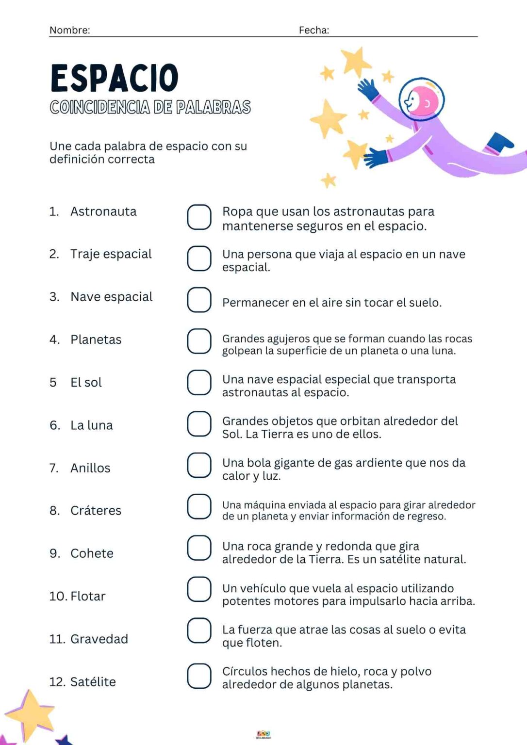 El Espacio para Niños – Vocabulario y Actividades | EducaMundo